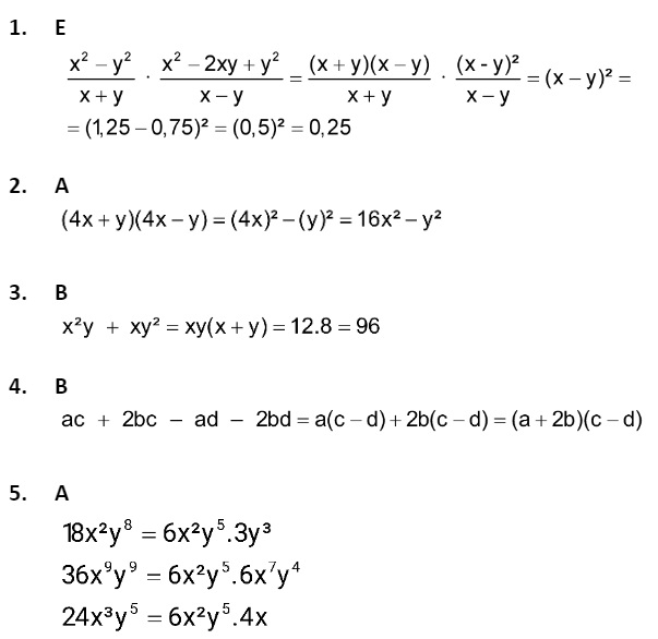 Tipos de fatoração: exemplos e exercícios